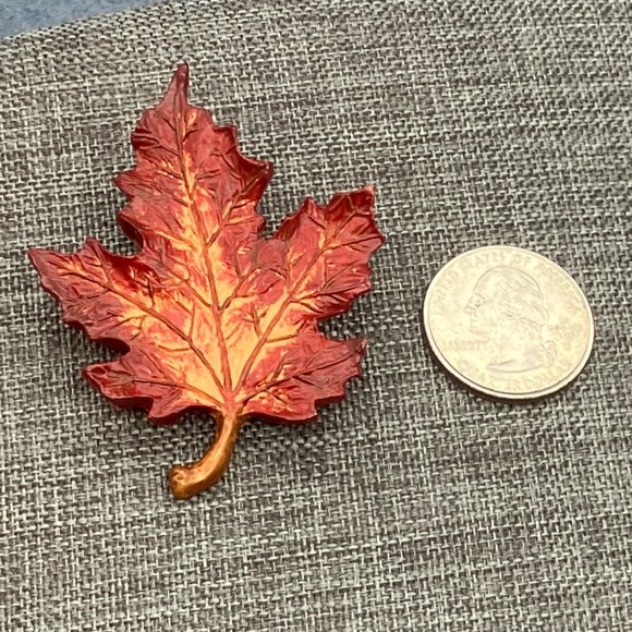 Vintage | Jewelry | Maple Leaf Pin Brooch Resin Red Orange Brown Fall ...